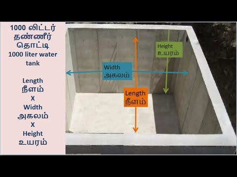 1000 liter capacity water sump calculation LXWXH லிட்டர் கொள்ளளவு ...