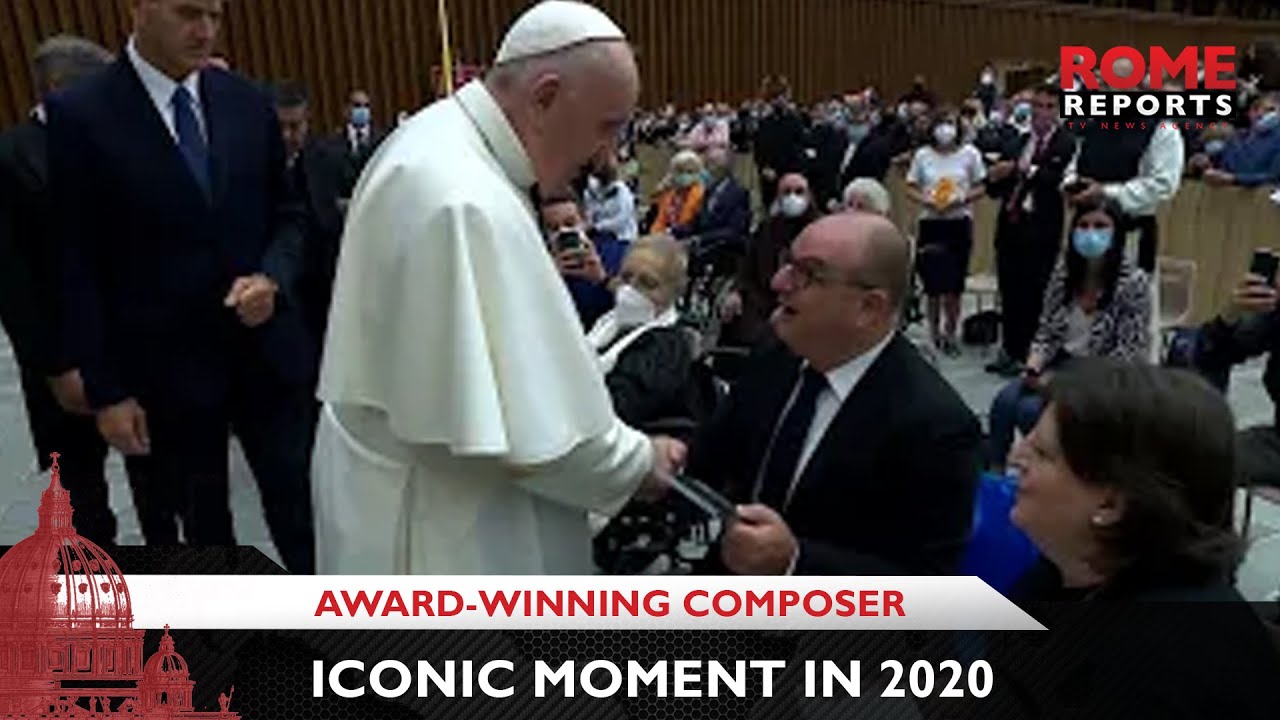 Award-winning composer presents Pope Francis with a song about him ...