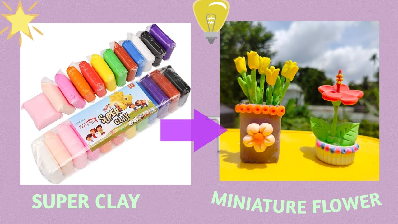 How to make miniature flower by super clay || Superclay craft | clay ...