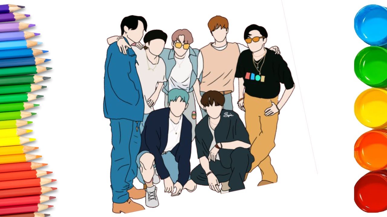 how to draw bts army | BTS members drawing | BTS - YouTube