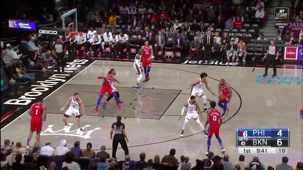 Harris backing down smaller defender, then sinking fadeaway - YouTube