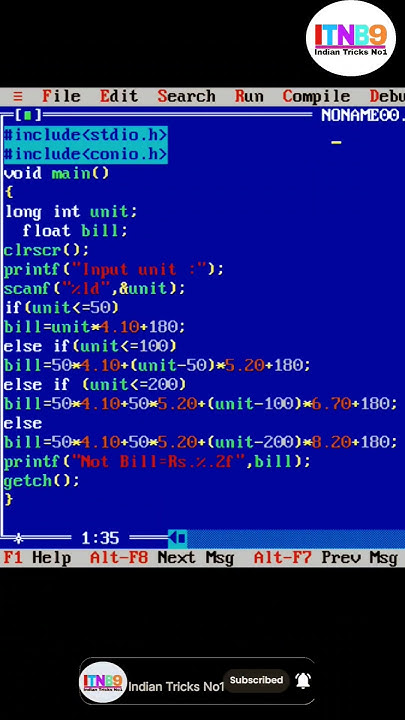 C Program to calculate and print Electric Bill || C Program For Electric Bill - YouTube