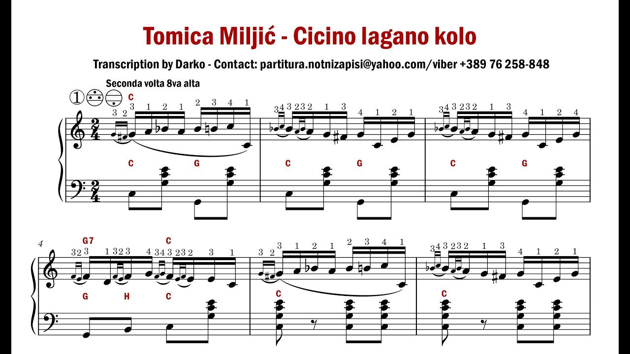 [Notni zapis za harmoniku] Tomica Miljić - Cicino lagano kolo - YouTube