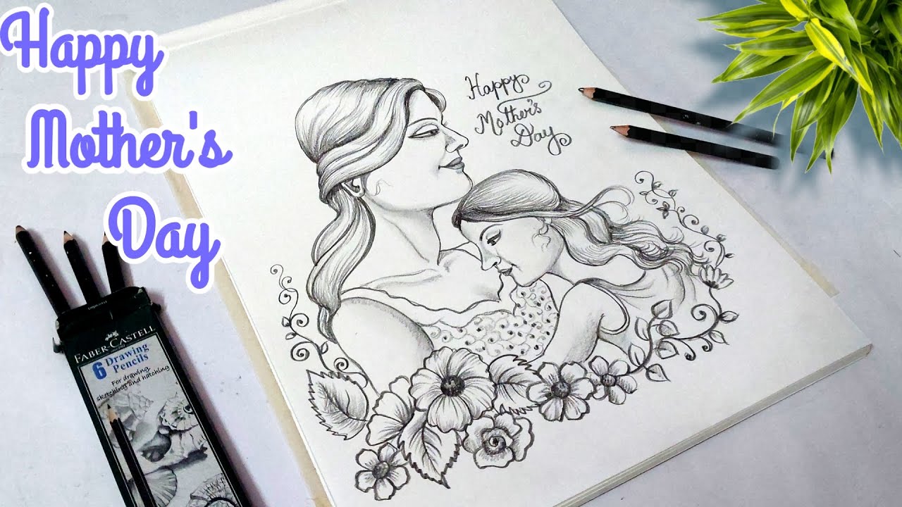 Mothers Day Drawing Easy/ How to Draw Mother's Day Drawing/ Mother's ...