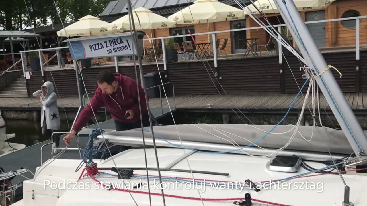 Antila 26cc Solaris stawianie masztu Jachty Pruszyński - YouTube