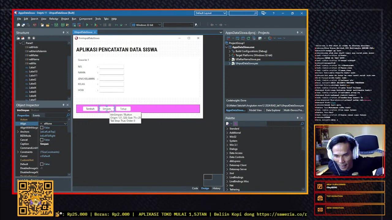 BAGIAN 1 : CARA SIMPAN DATA KE ARRAY 1 DIMENSI - BELAJAR DELPHI - YouTube
