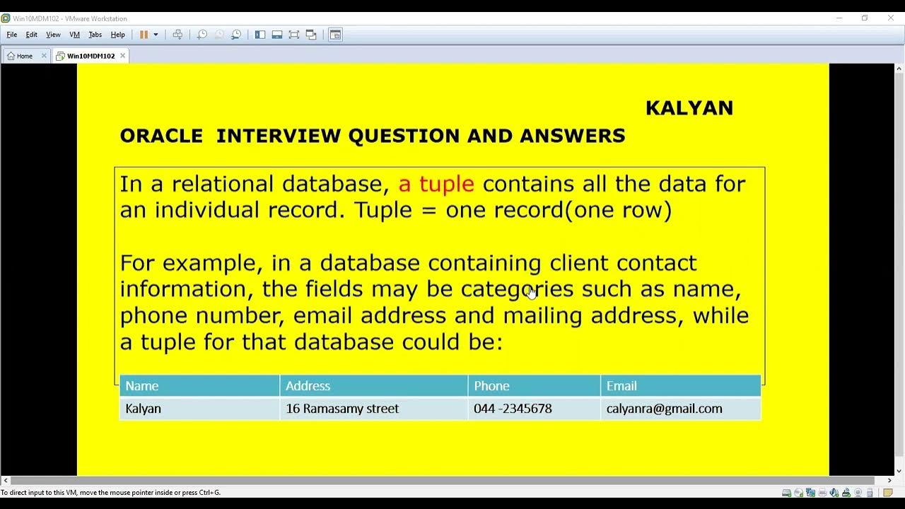 Oracle Sqloracle Interview Qanda What Are Tuples Youtube