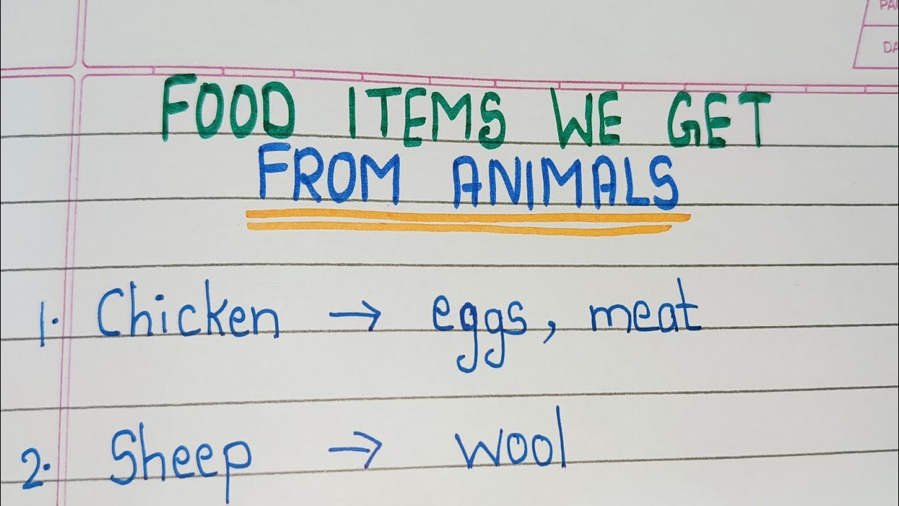 FOOD ITEMS WE GET FROM ANIMALS / Food we get from animals in english ...