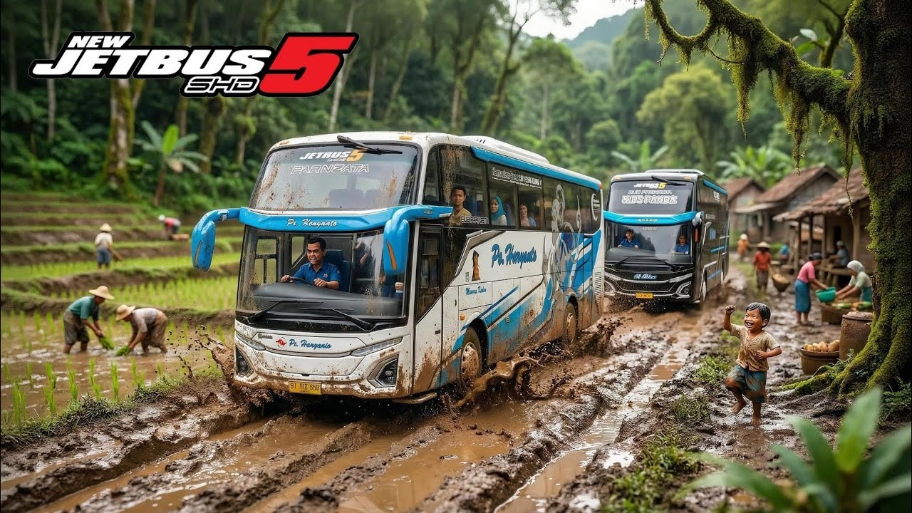 Bus Al Akbar & PO Haryanto Nekat Terobos Jalan Berlumpur! 🚌 Diorama ...