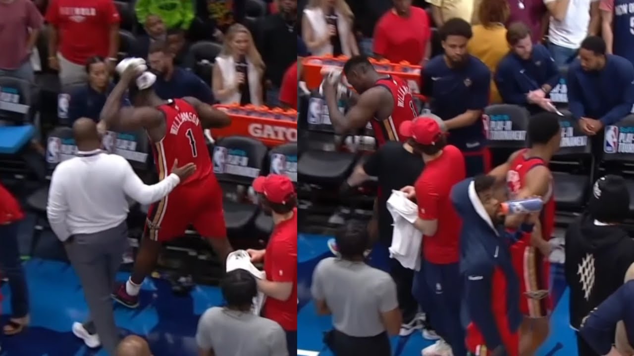 ZION WILLIAMSON FUROUS! SLAMS BENCH! AS LBJ & LAKERS WIN! ADVANCE - YouTube