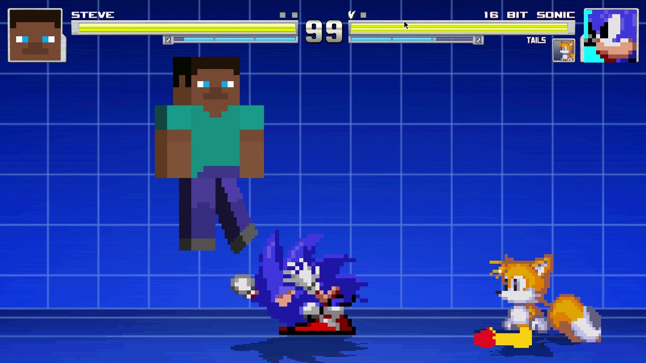 M U G E N Sonic team vs minecraft steve - YouTube