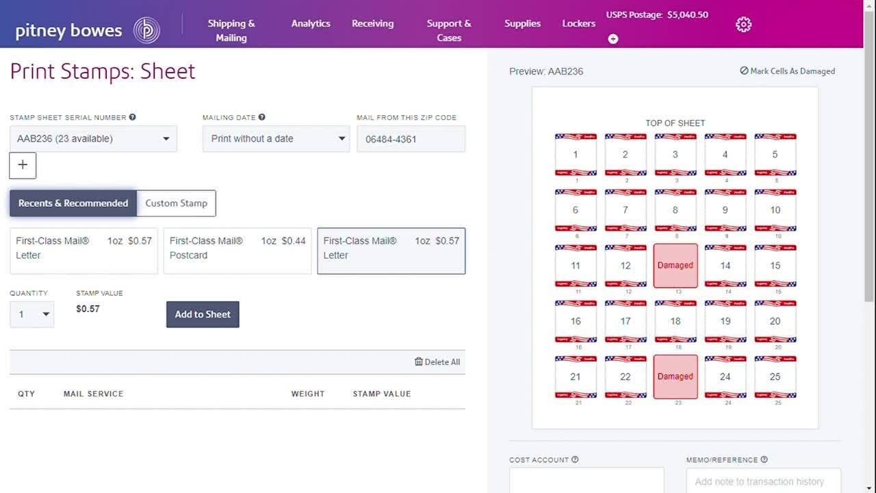 Printing stamp sheets in PitneyShip Pro - YouTube
