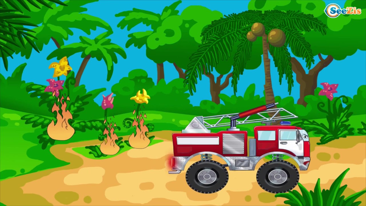 The Fire Truck Cartoon - Story about fire in the desert - Cartoons for ...