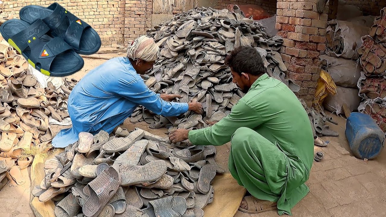 Amazing Process of Recycling Old Scrab Shoes into New - YouTube