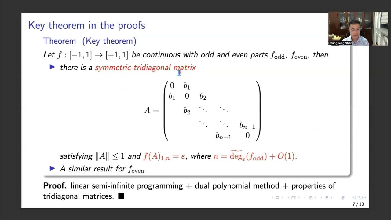 STOC24 4 B 2 Quantum and classical query complexities of functions of matrices - YouTube