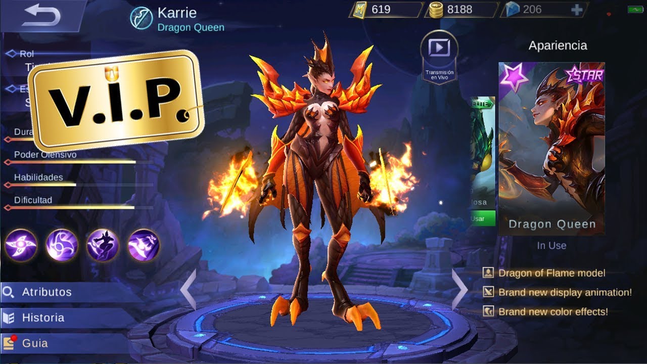 PROBANDO LA SKIN VIP DE KARRIE !! Mobile Legends - YouTube