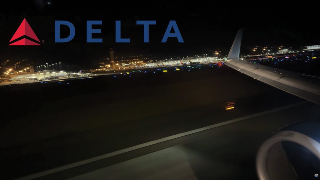 Smooth Night Approach and Landing in Denver on a Delta Air Lines Boeing ...