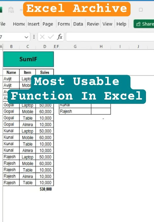 How to do SUMIF | #exceltips #excelshortcuts #excel #shorts #stratvert - YouTube