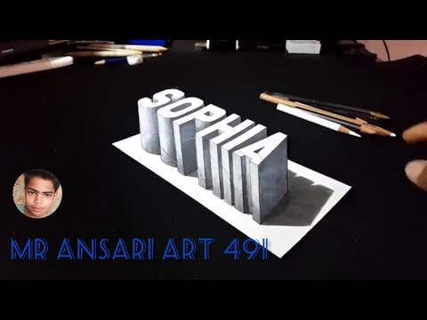 3d name skatch//3डी डरौइंग #mr ansari art 491 #viral - YouTube