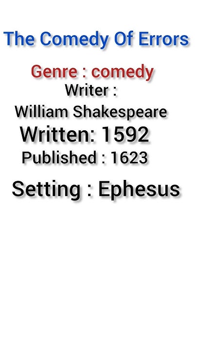 The Comedy Of Errors By William Shakespeare| Important Facts # ...