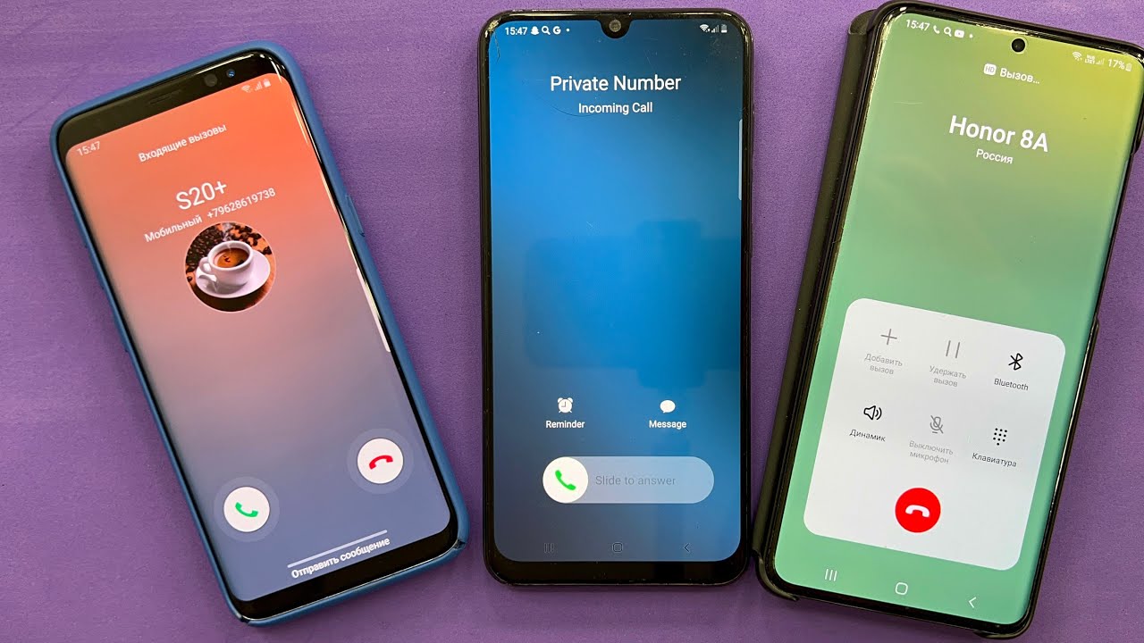 Incoming Call Three Phones Top Models Samsung Galaxy - YouTube