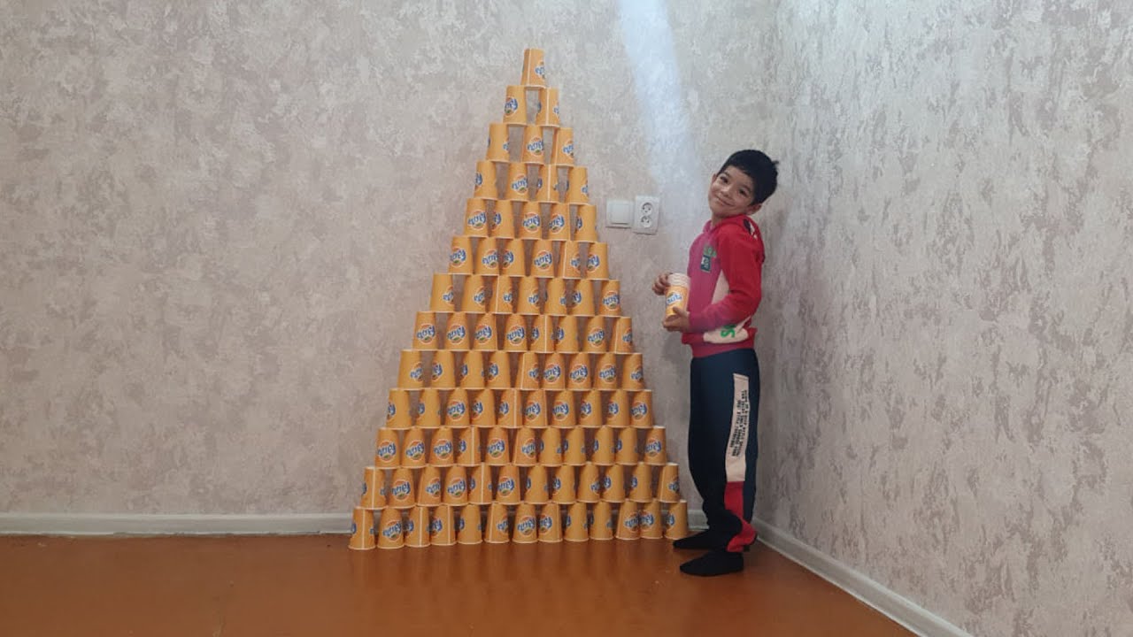 Paper cup pyramid Simple indoor games for kids - YouTube