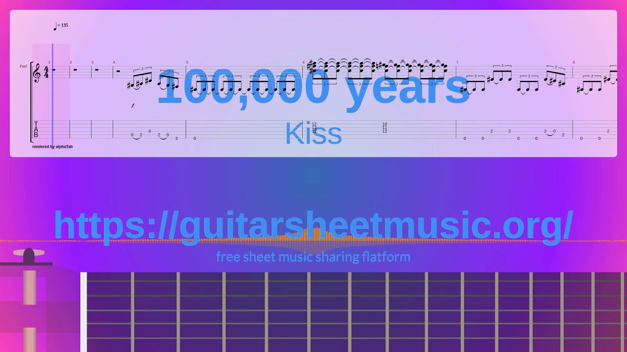 100,000 Years Sheet Music Free, Kiss Synthesia Piano - YouTube