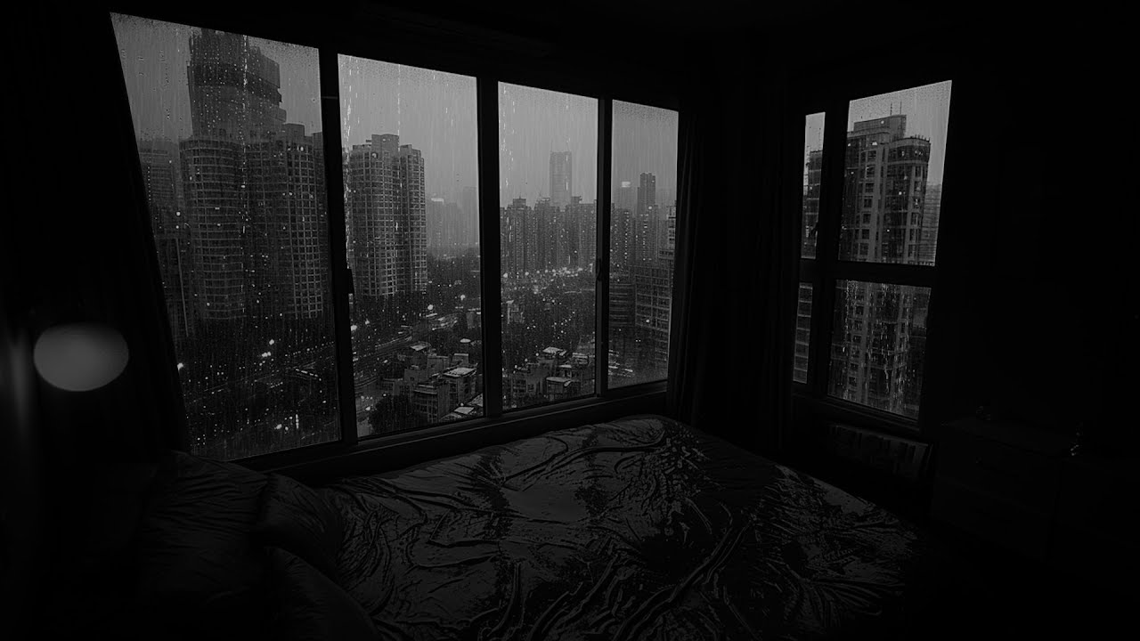 Heavy Rain and Thunder on Black Window for Sleep Deeply and Wake ...