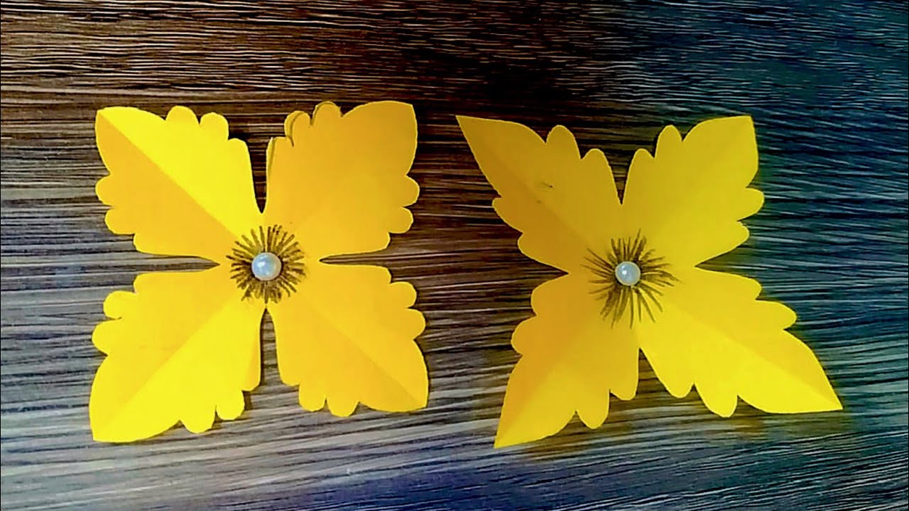 easy paper crafts | beautiful yellow flower craft | homey crafts - YouTube