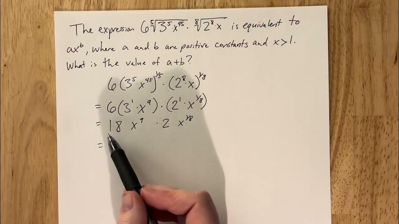 Simplifying an expression using exponent rules for the SAT - YouTube