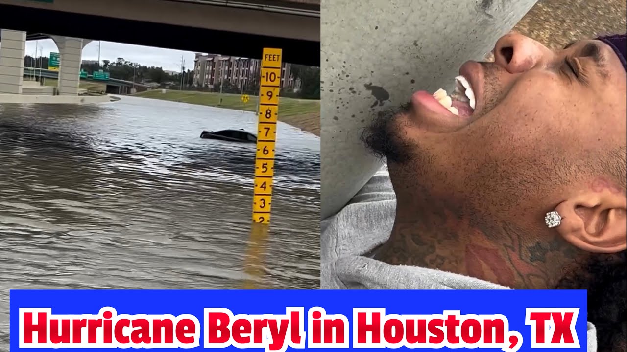 Hurricane Beryl Leaves Man Stuck On Pole Surrounded By Water In Houston ...