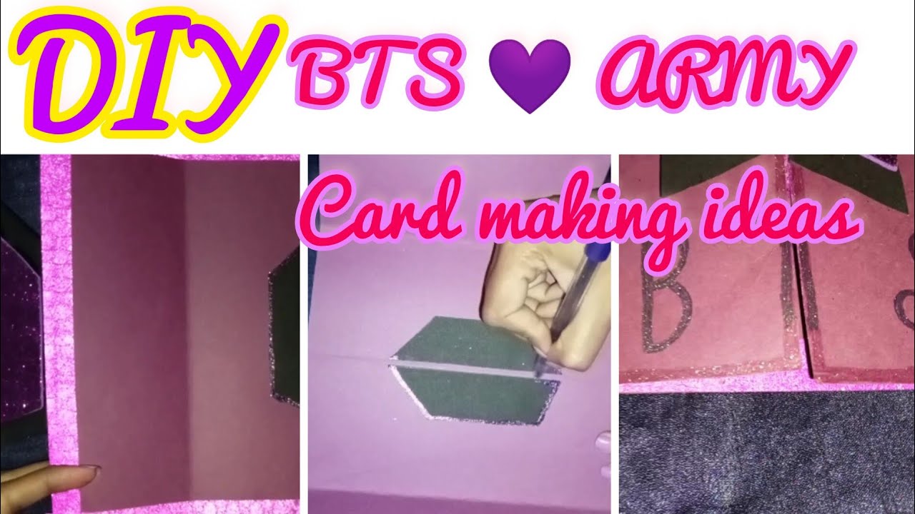 How to make BTS 💜 card at home/DIY hand made card/ BTS stationery/BTS ...