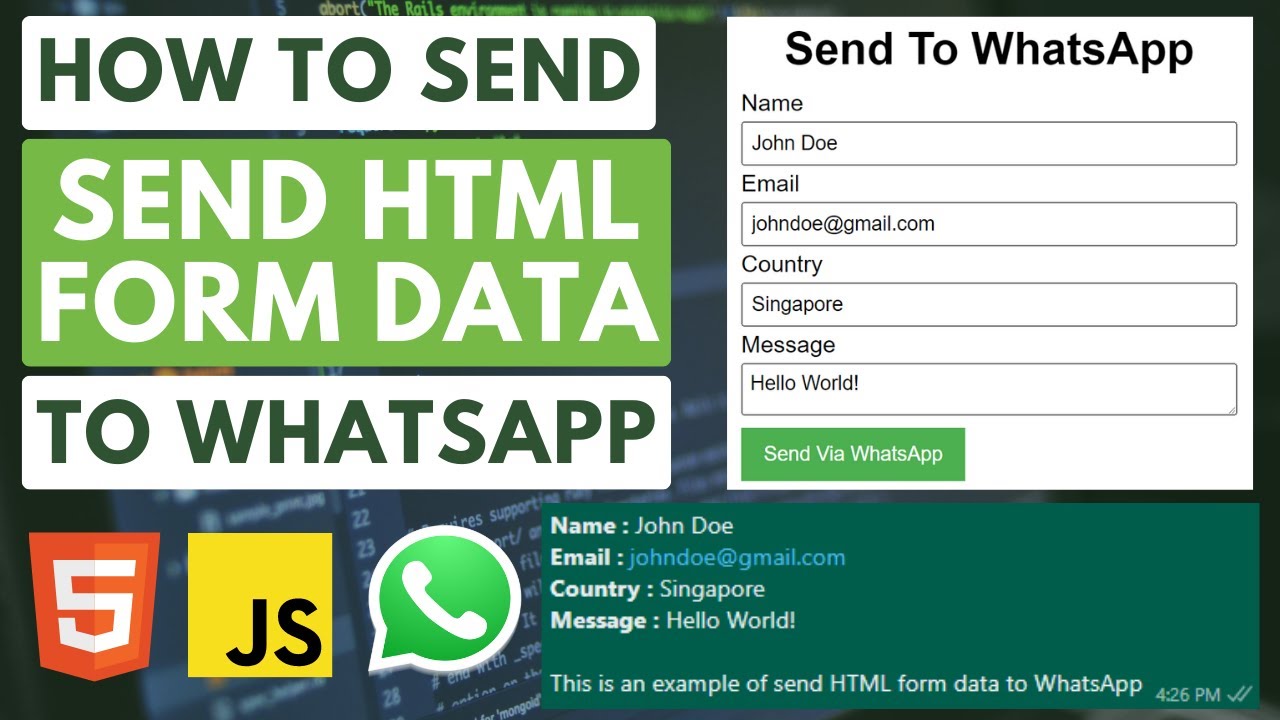 How To Send HTML Form Data To WhatsApp Using JavaScript YouTube