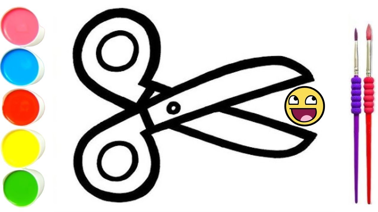 Cute Scissors easy Drawing for kids, drawing and colouring cute ...