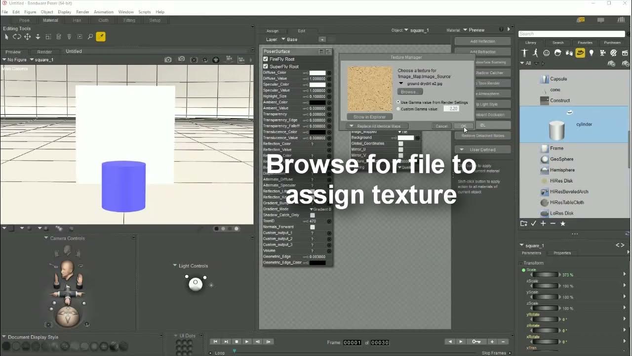 Poser 12 adding materials to objects and adjusting transparent values - YouTube