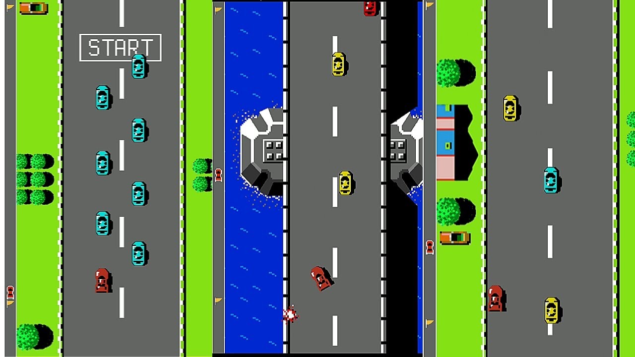 Road Fighter - Old car racing game play - YouTube