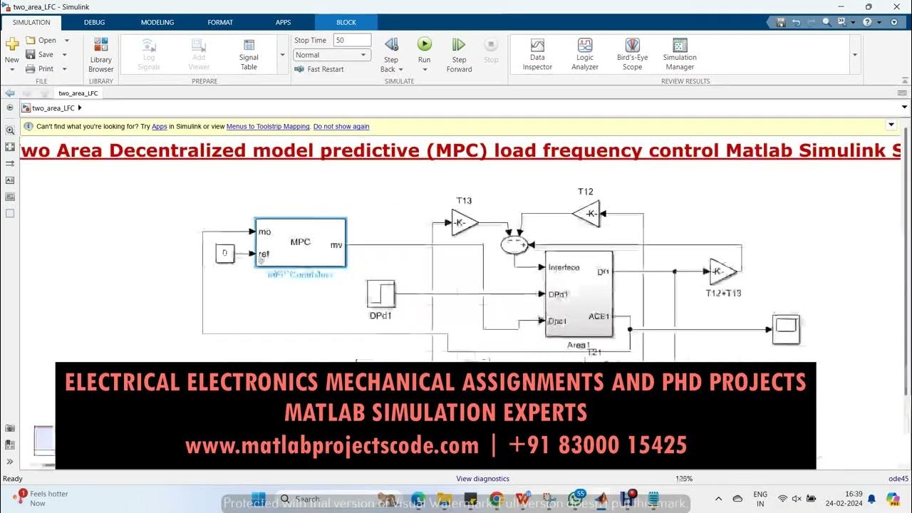Two Area Decentralized model predictive control MPC load frequency control Matlab Simulink - YouTube