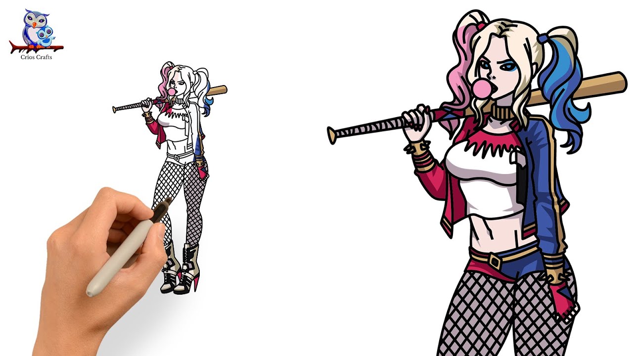 How to Draw Harley Quinn DC Comics - Art Tutorial - YouTube