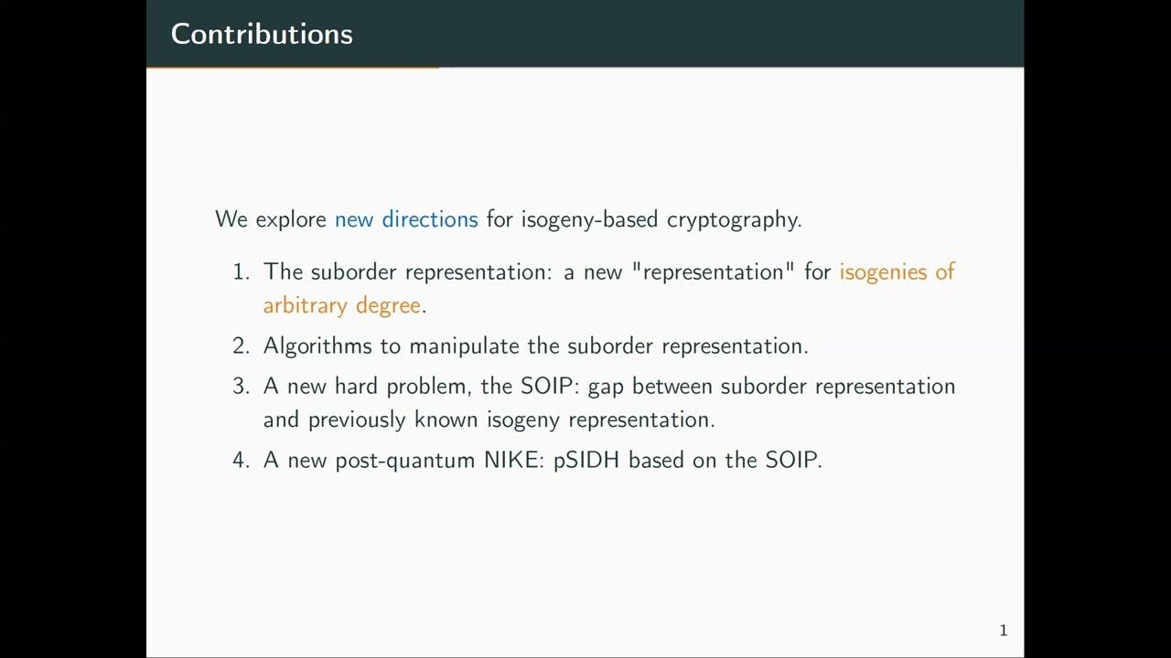 A New Isogeny Representation and Applications to Cryptography - YouTube