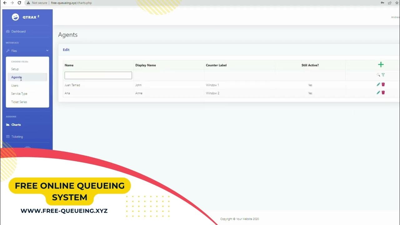 How to Add user and agents info on Online free queuing system - YouTube
