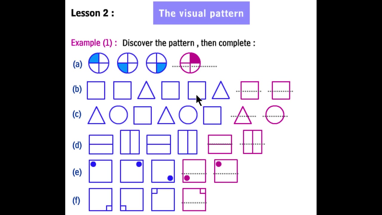 math prim 6 first term unit 3 lesson 2 the visual patterns - YouTube