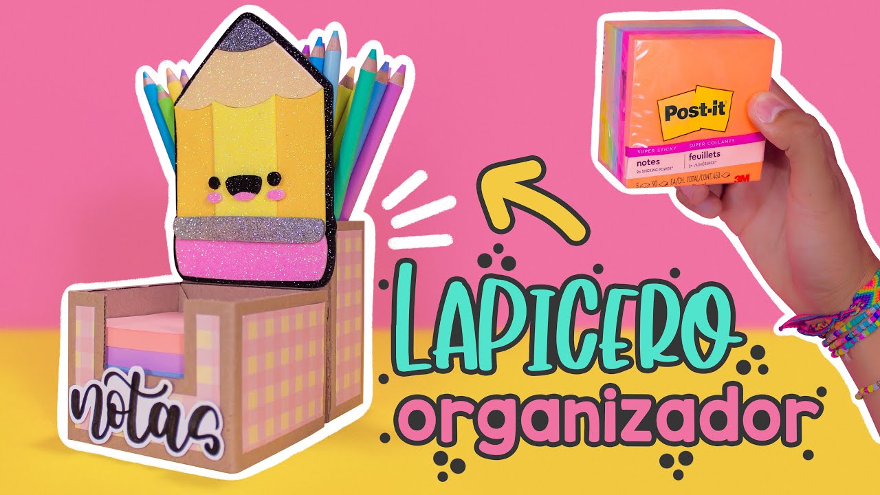 DIY: Lapicero Porta Post-it KAWAII - ESPECIAL DE REGRESO A CLASES - YouTube