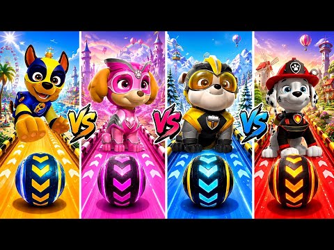 Super Chase vs Super Skye vs Super Rubble vs Marshall | Paw Patrol Ball Run Challenge