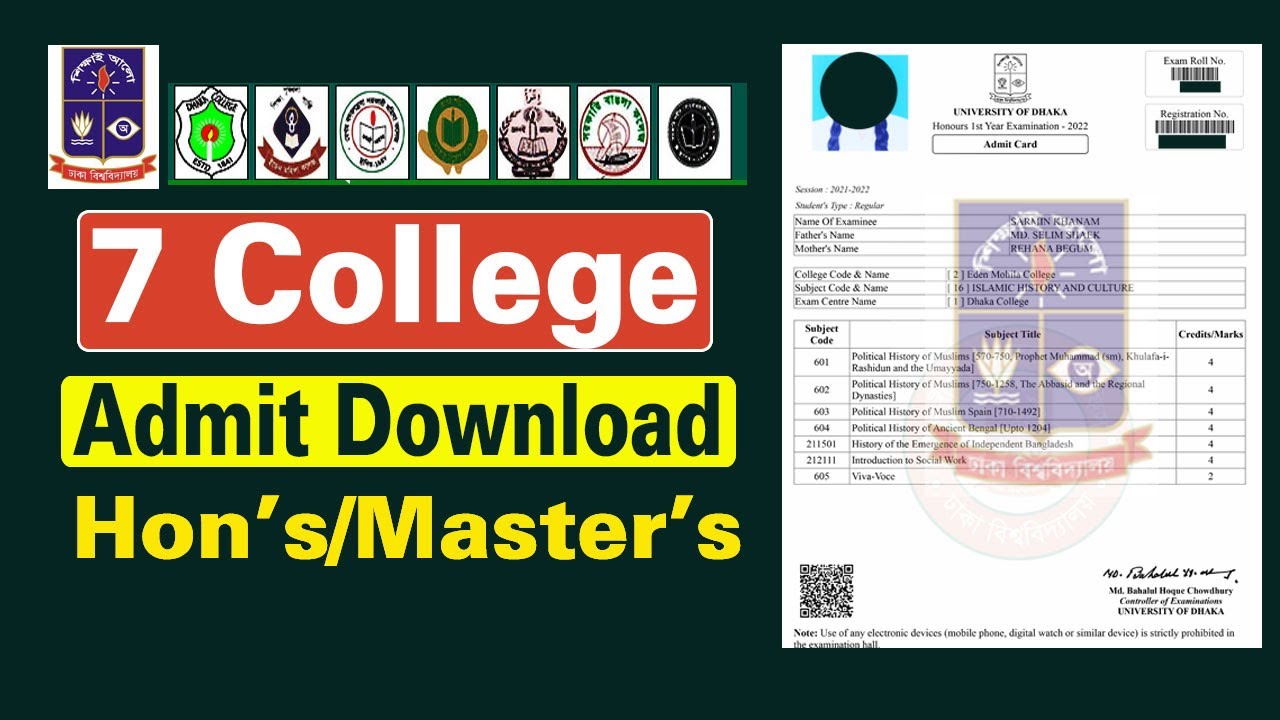 7 college admit card download I7 College du Hon's/Master's Admit Card I ...
