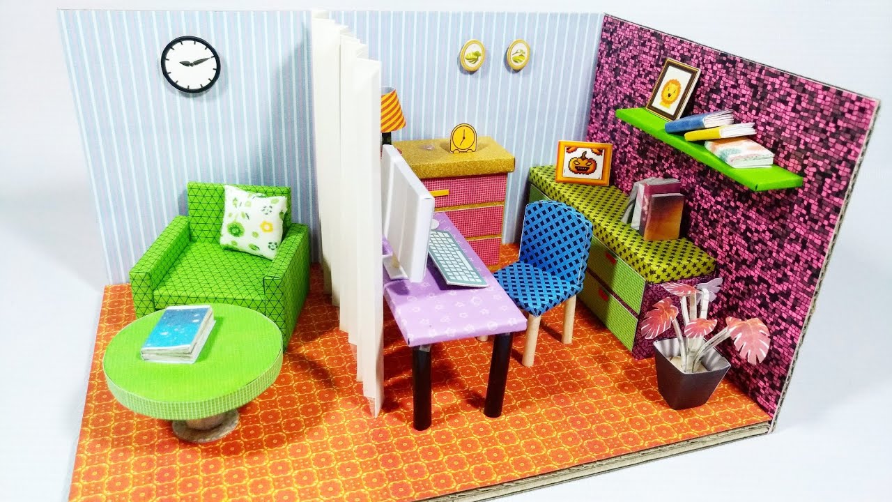 Home Office | DIY Cardboard | Miniature Home Office Setup Ideas - YouTube