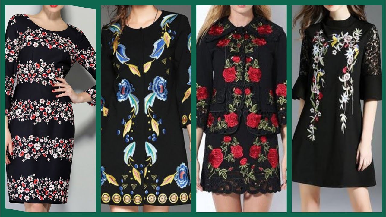 Top 54 modes style and design floral embroidered black middi dresses ...
