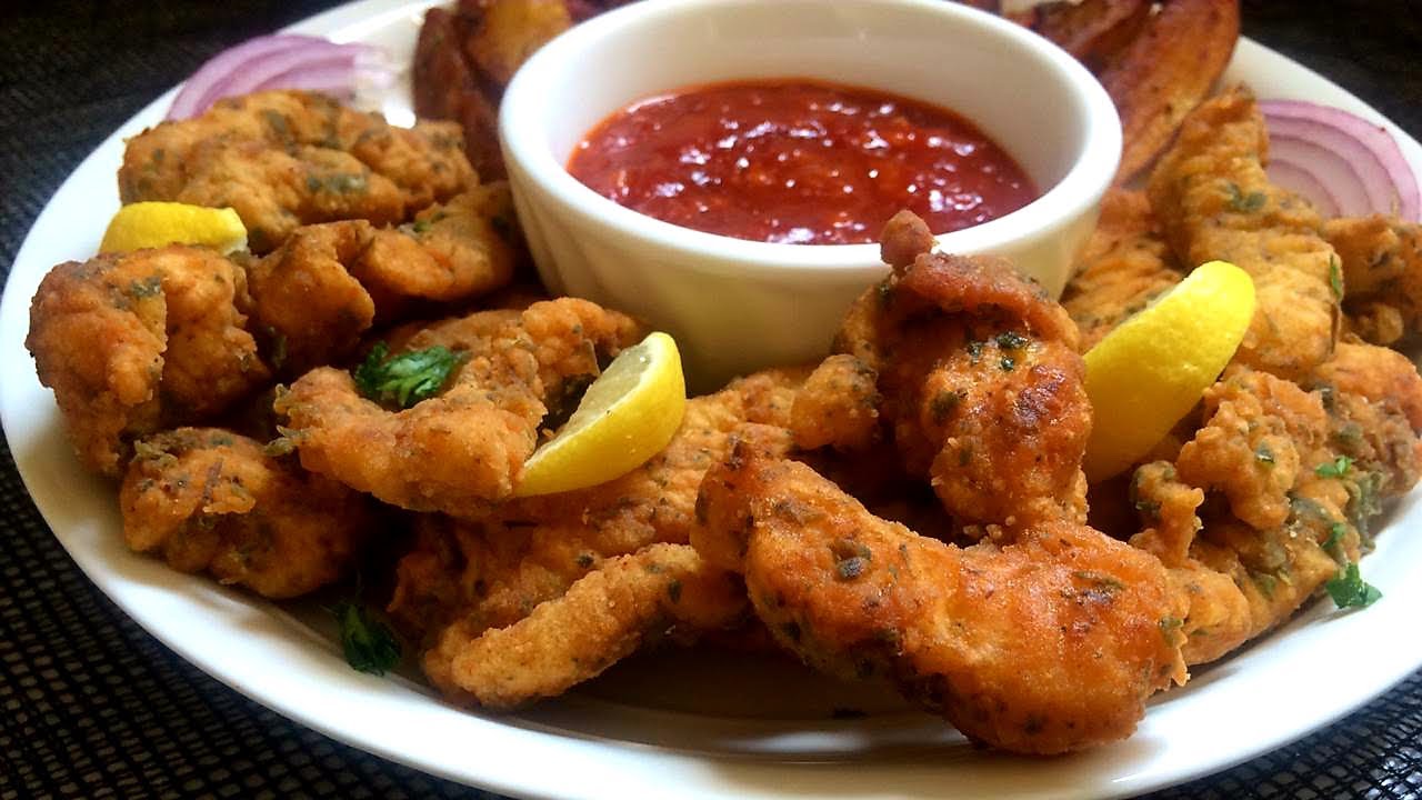Crispy Fried Fish pieces & Fried Potatoes With Chili Garlic Sauce ...