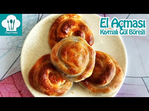 Oklavasız Merdanesiz Mayasız! ✋ El Açması Kıymalı Gül Böreği 😋