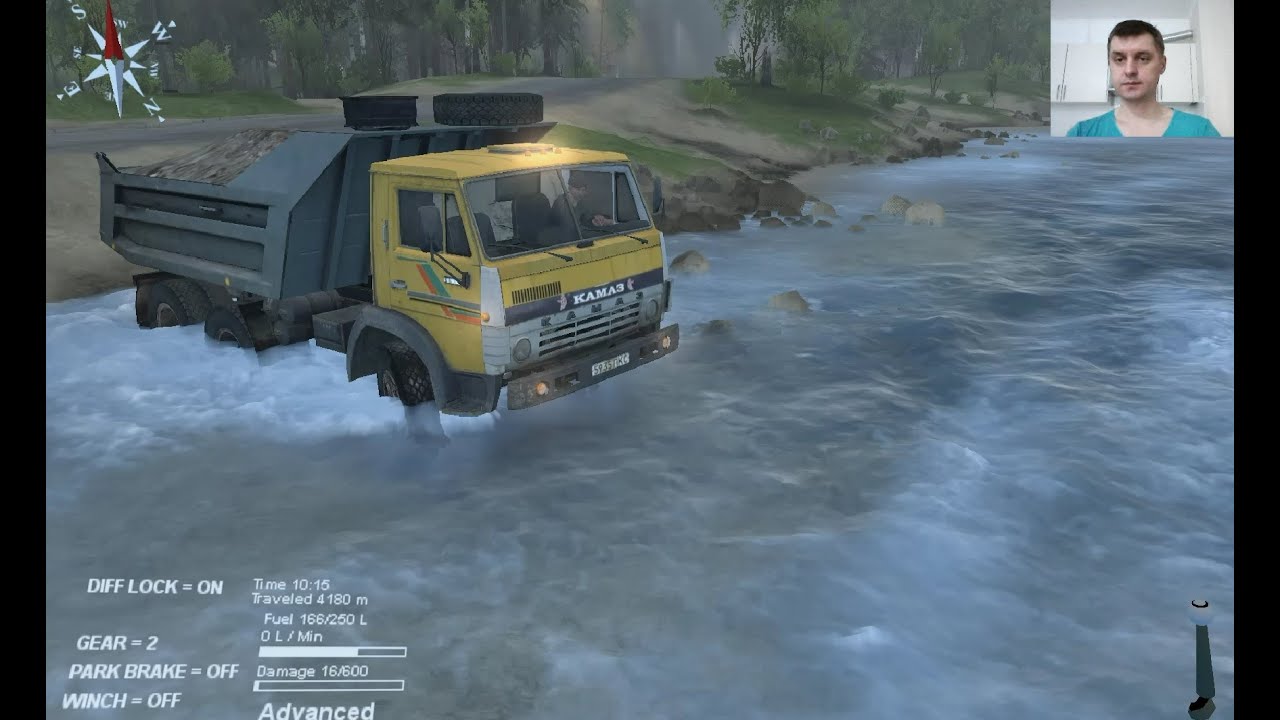 KAMAZ carries cargo to the sawmill in Spintires game - YouTube