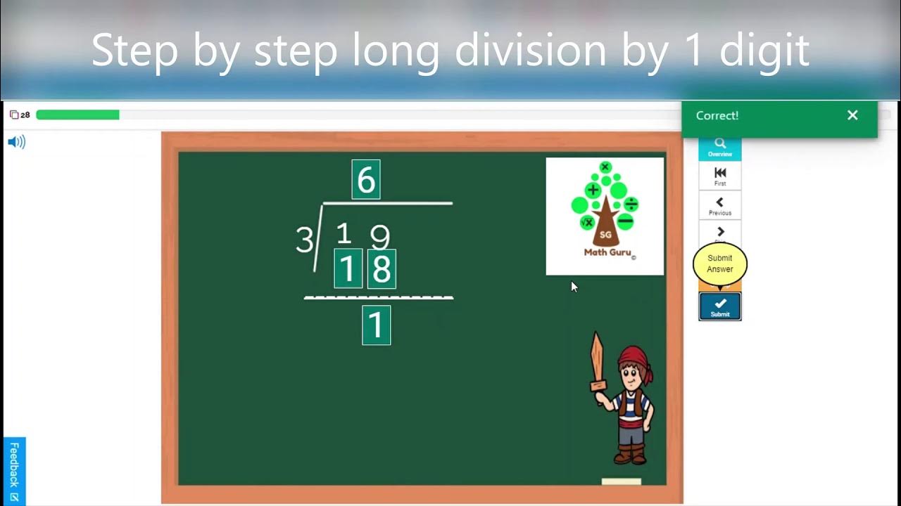 step by step long division by 1 digit - YouTube